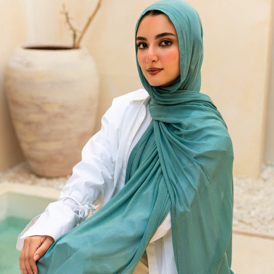 Aqua Blue - Linen Hijab – Veil&co.