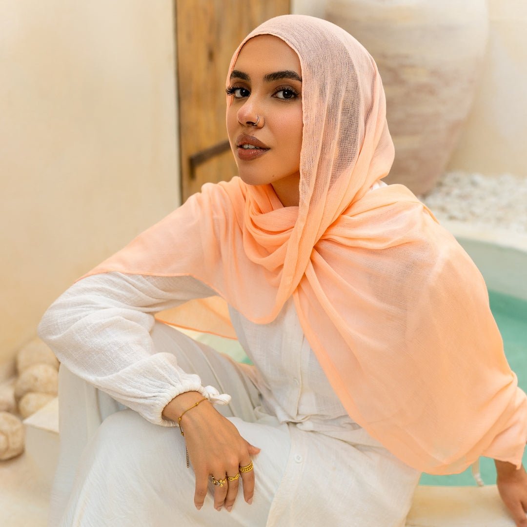 Soft Peach - Linen Hijab – Veil&co.